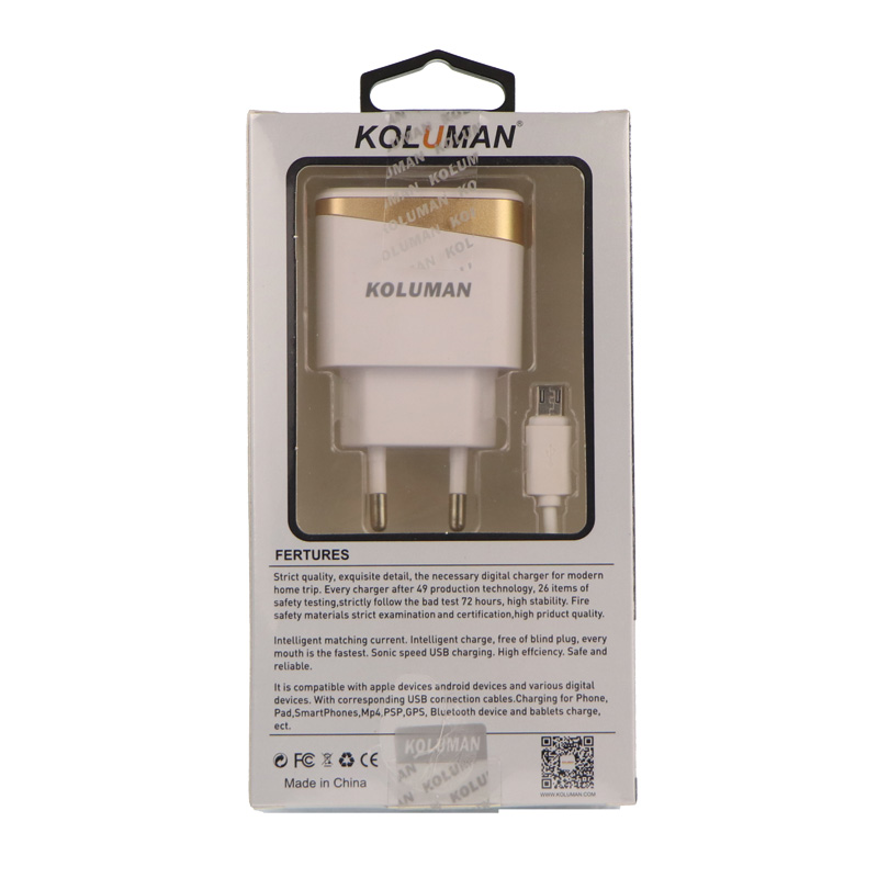 شارژر دیواری کلومن مدل KC-H100 به همراه کابل MicroUSB